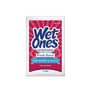 Wet Ones Singles Antibacterial Cleansing Wipes - 1 Box of 24 Singles