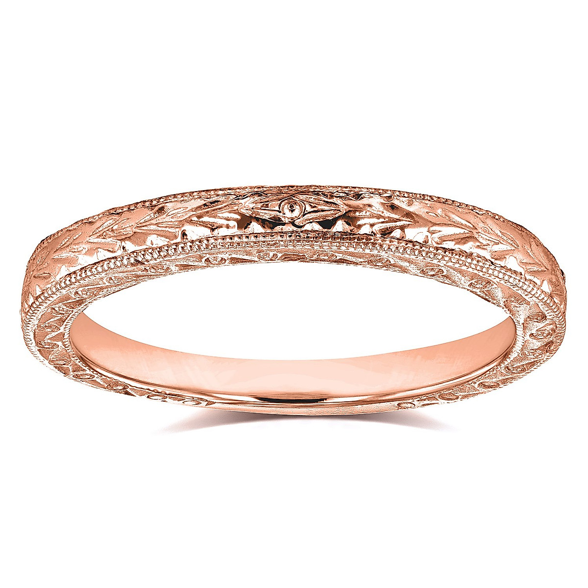 Kobelli Antique Style Engravings Wedding Band in 14k Rose Gold, Size 7, Rose Gold