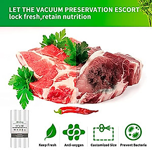 VEBUG Vacuum Sealer Bags, 2 Pack 11’’x16’Vacuum Sealer Bags Rolls, Seal a Meal, Commercial Grade, BPA-Free, Food Vac Bags for Storage, Meal Prep or Sous Vide