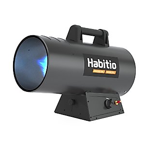 Habitio 125,000 BTU Forced Air Propane Heater, Portable Torpedo Heater for Jobsite, Garage, and Construction Sites, 10 ft Hose with Regulator Included