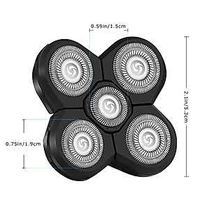 Replacement Shaver Heads, Electric Razor Bald Beard Cutters with Cleaning Brush Floating Shaving Head for Men (2PC)