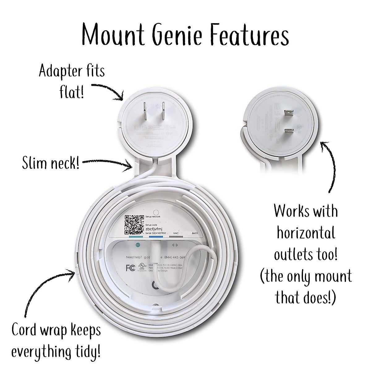 Google WiFi Outlet Holder Mount: [New 2020 – Present Version – Round Plug] The Simplest Wall Mount Holder Stand Bracket for Google WiFi Routers and Beacons - No Messy Screws! (3-Pack)