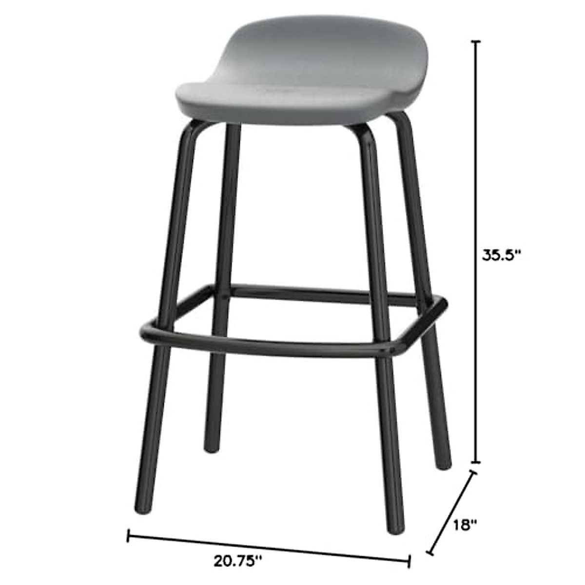 Suncast Outdoor Modern Resin Patio Bar Stools with Footrest, Set of 2 Weather-Resistant Bar-Height Chairs for Patio Bar, Cool Gray