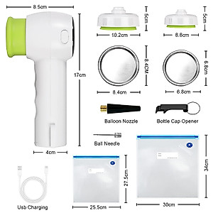 cjc Handheld Vacuum Sealer, Electric Vacuum Sealer for Food, 4-in-1 Mason Jar Vacuum Sealer, Rechargeable Vacuum Sealer, Portable Vacuum Sealer Machine Kit, Small Vacuum Pump for Travel