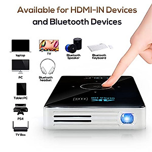 Wave Bracelet UHD Mini Support Smart 1080P for Home TF 4K Portable USB Card HDMI Projector Projector (A, One Size)