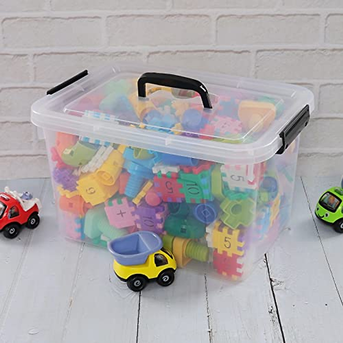 Hommp 5 Liter Clear Storage Box, 4-Pack Plastic Latching Box with Lid