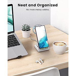 JoyGeek Wireless Charging Station for Samsung, Upgraded Android Charging Station, 3-in-1 Wireless Charger for Samsung Galaxy Watch5(Pro)/4/3/Active2/1, Galaxy S23(Ultra)/S22/S21/S20/Note 20, Buds2/Pro