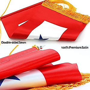 ANLEY Military Service Banner - USA Family Member On Service One Blue Star - 15" X 8" Fringed Flag & Wooden Flagpole & Golden Hanging Cord with Tassels - Vivid Color & Fade Resistant