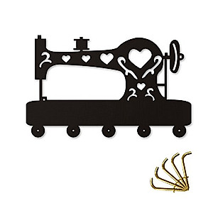 The Geeky Days Mini Sewing Machine Shape Design Creative Home Decor Wall Art Clothes Coat Robe Hooks Bedroom Bathroom Door Towel Hooks Decor for Sewing Lover Gift