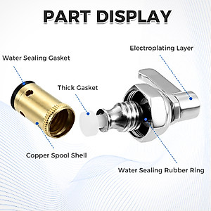 MOOTVGOO 2 Pack Handle Stem Assembly, Blue Cold and Red Hot Side Spindle Assembly Valve Replacement for T&S Brass Faucets, Replace 002714-40 002713-40