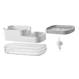 FRCOLOR Box Push Type soap Dispenser soap Spong Holder Sponge Sink Holder soap Dispenser Sponge Holder Kitchen soap Holder Dish Washing Dish Dispenser White Tray Dish Shape abs