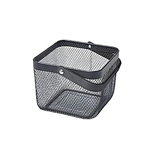 Nifty Solutions Small Mesh Basket with Folding Handles – Modern Metal Black Design, Rectangular Steel Construction, Home Storage Bin, Shelf, Cabinet & Closet Organizer, (7740SB-BLK)
