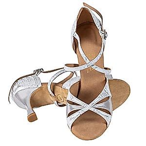 Rummos Womens Dance Shoes Elite Paloma 084/009 - Leather White/Silver - Regular Fitting - 2.25" 60R Flare Heel - Size: EUR 38,5
