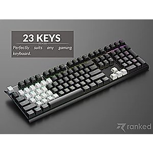 Ranked Rubber Keycap Set | Double Shot Translucent | OEM Profile for Mechanical Gaming Keyboard (White, 23 Keys)