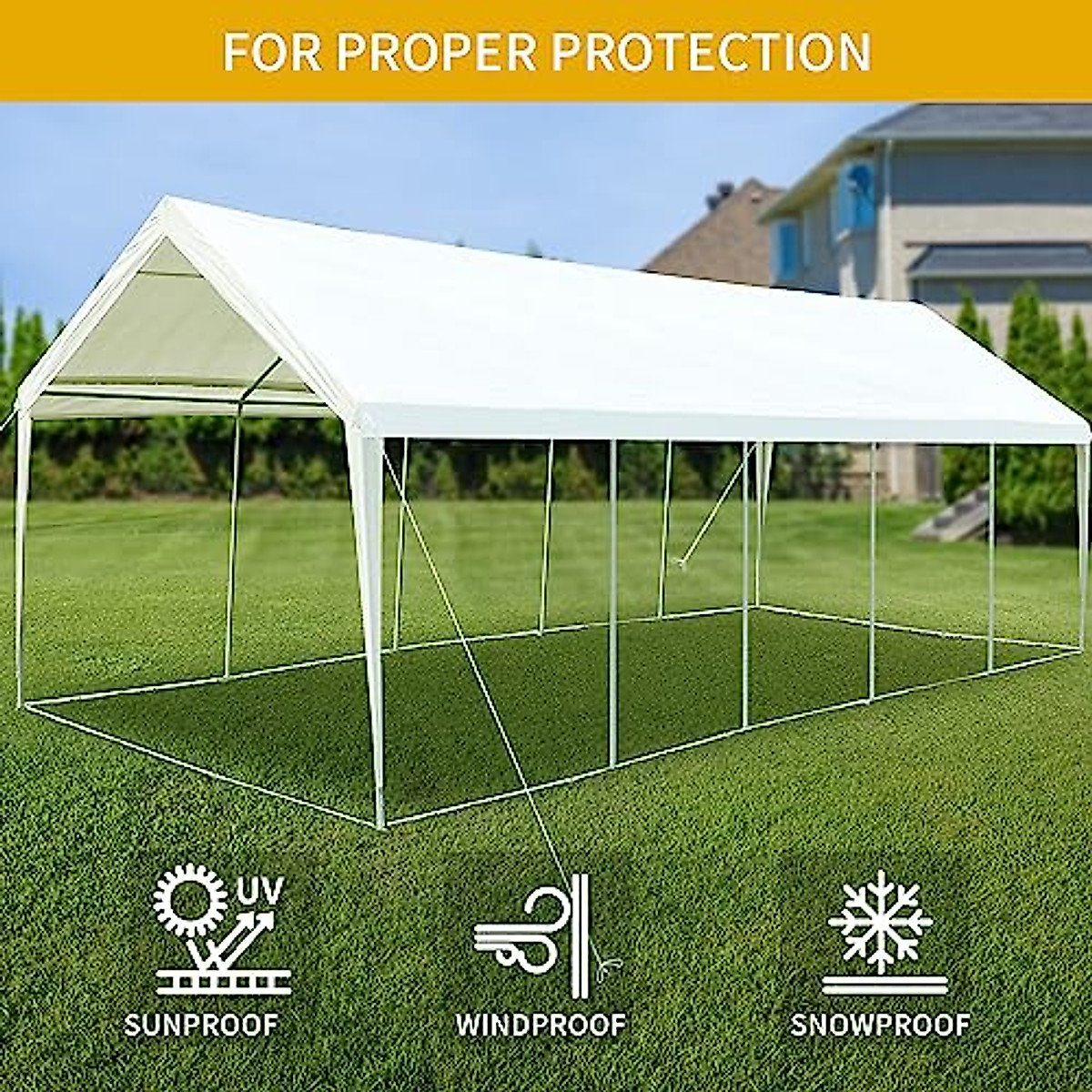 DWVO 16x32 ft Outdoor Heavy Duty Party Tent Wedding Event Shelters Upgraded Galvanized Canopy with Large White Roof, Removable Sidewalls & Storage Bags