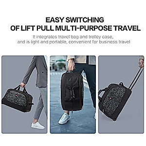 OIWAS Small Rolling Duffle Bag with Wheels 22 inch Travel Bag with Wheels Tote Short Term Overnight Trips Expandable 45L to 55L Carry On Luggage Women Men Black