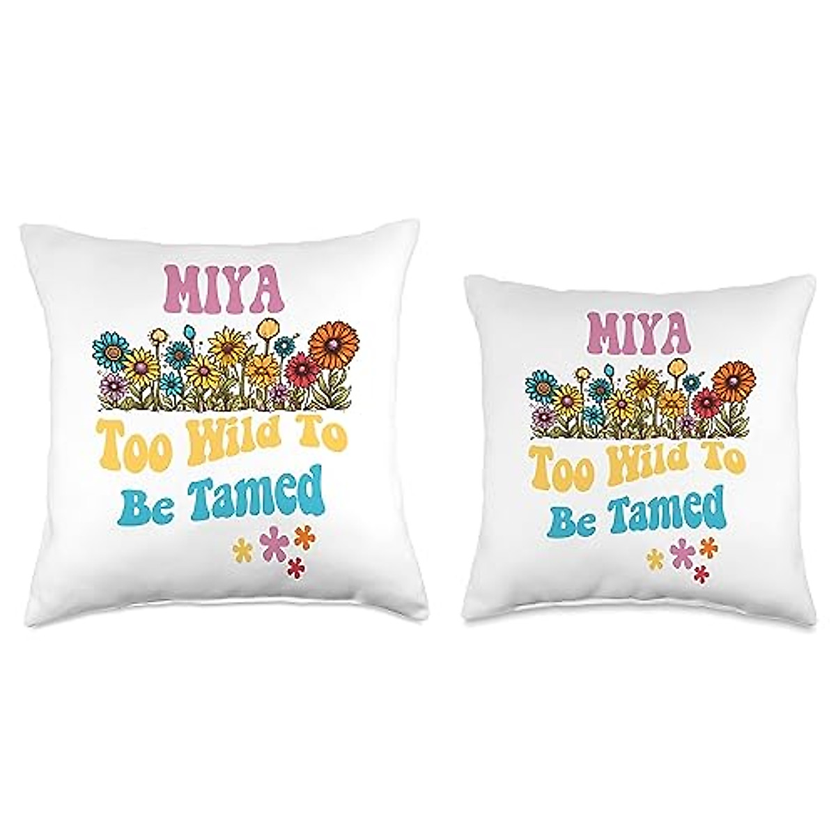 Wildflower Gift For Women Gift For MIYA Cute Retro Girls Wildflower Miya Name Throw Pillow, 16x16, Multicolor