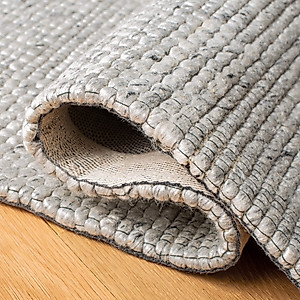 SAFAVIEH Marbella Collection Area Rug - 8' x 10', Light Grey, Handmade Wool, Ideal for High Traffic Areas in Living Room, Bedroom (MRB393F)