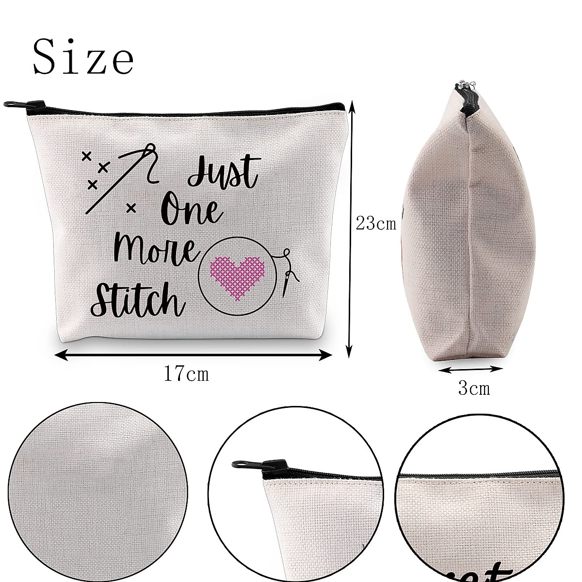 POFULL Cross Stitch Gift Just One More Stitch Cosmetic Bag Craft Love Gift (Just One More Stitch Cosmetic Bag)