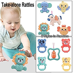 MARUMINE Baby Musical Crib Mobile with Night Light, Timer, Hanging Rattles, Nursery Ceiling Star Projector, Take Alone Music Box with Remote, Relaxing Soother Toys for Newborn Babies Boys Girls