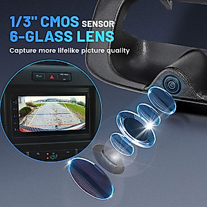 EWAY Tailgate Handle Backup Rear View Camera for 2007-2013 Chevrolet Chevy Silverado GMC Sierra 1500 2500 3500 HD Reverse Back Up Camera Rear Tailgate Latch Handle with Key Hole, Replaces# 22755305
