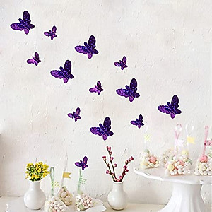 90Ft Purple Butterfly Garland Roll Hanging Glitter Butterflies Streamer String Banner Backdrop for Wedding Baby Shower Birthday Party Home DIY Decoration