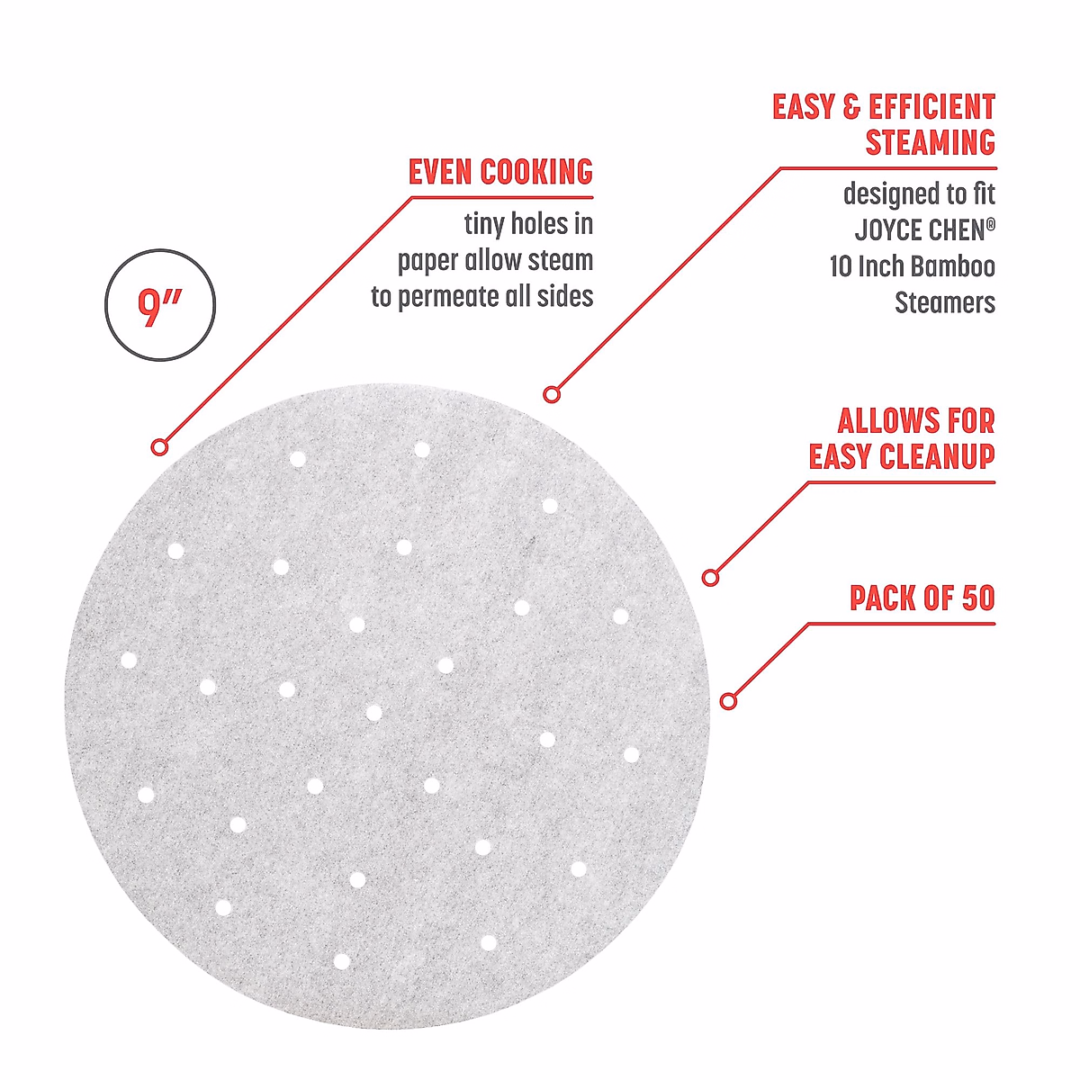 Joyce Chen Steamer Papers, 9-Inch - 50 Count