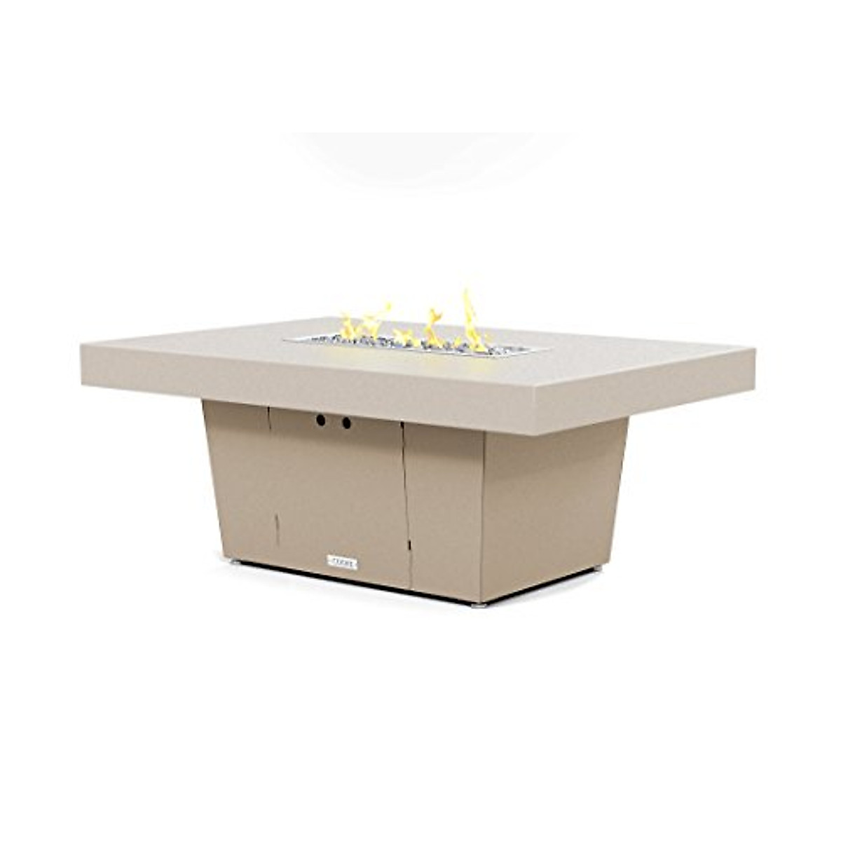 COOKE Palisades Rectangular Fire Pit Table - 52x36 - Chat Height - Natural Gas - Beige Powdercoat Top with 6cm Edge - Beige Powdercoat Base