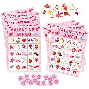 Valentine's Day Bingo Game for Kids 24 Players Valentine Party Game