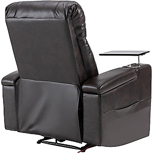 FIQHOME Premium Electric USB Charge Port, 360 Swivel Tray Table,Hand in-Arm Storage,2 Cup Holders,Ambient Lighting and Metal Cell Phone Stand Gaming Recliner Chair Home Theater Seating,Brown