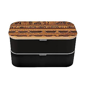 Egyptian Frescoes Adult Lunch Box, Bento Box, With Cutlery Set Of 3, 2 Compartments, Rectangular, Lunch Box For Adults