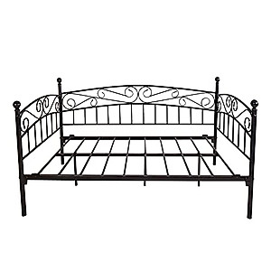 Twin Size Metal Daybed, Low Platform Sofa Bed Frame Space Saving, No Spring Box Needed for Boys Girls Teens Adults, Under Bed Storage (Black)