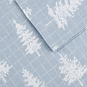 True North by Sleep Philosophy Cozy Flannel Warm 100% Cotton Sheet - Novelty Print Animals Stars Cute Ultra Soft Cold Weather Bedding Set, Twin, Blue Forest 3 Piece