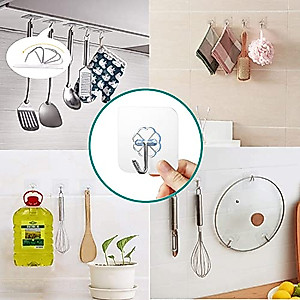Gartmost These Sticky Wall Hooks are Transparent and Thick, Could Hang 44lbs/20kg Max. They are Waterproof, Oilproof and Seamless, Suitable for Kitchens, Restrooms, Bathrooms and More