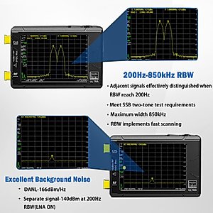 Upgraded TinySA Ultra Spectrum Analyzer, GOOZEEZOO 4inch 100kHz-5.3GHz Frequency Analyzer 2-in-1 100kHz to 800MHz MF/HF/VHF UHF Input 3000mAh Battery & 32GB SD Card V0.4.5.1
