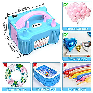 Balloon Pump,134 PCS Electric Balloon Pump 110V 600W Portable Dual Nozzles- Ballon Arch Garland Kit with Tape Strip, Tying Tool, Dot Glue, Flower Clip for Party Decoration