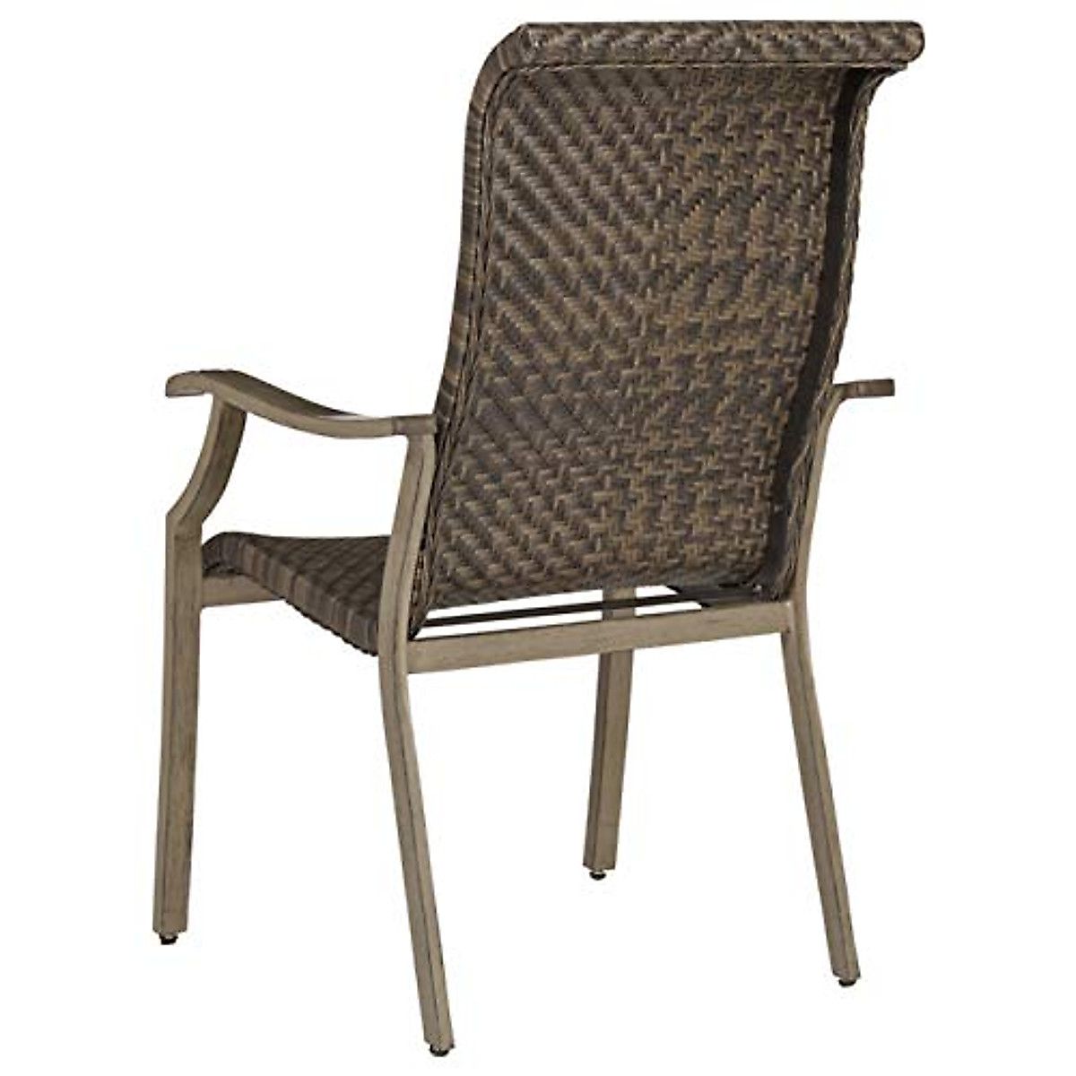 Signature Design by Ashley Windon Barn Outdoor Resin Wicker Patio Arm Chair, 4 Count, Brown