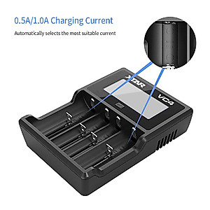 XTAR Battery Charger XTAR VC4 Universal Battery Charger LCD Display Battery Charger 18650 4 Slots