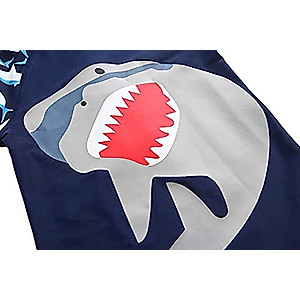 BAOPTEIL Baby/Toddler Boys Swimsuit One Piece Kids Zipper Bathing Suit Swimwear with Sun Hat Rash Guard Surfing Suit UPF 50+ (Ferocious Shark, 9-18 Months)