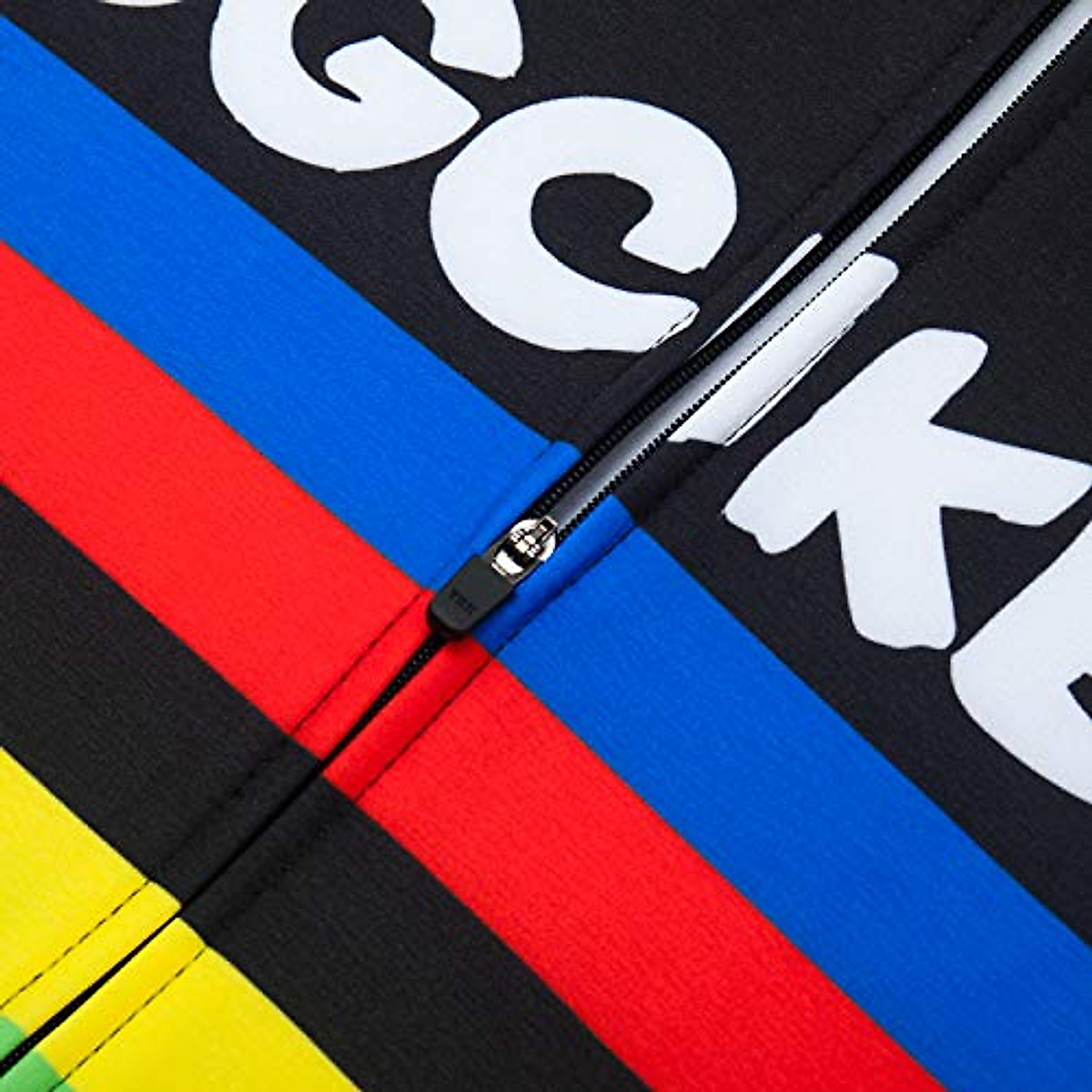 SGCIKER Mens Thermal Fleece Cycling Jerseys, Winter Long Sleeve Warmer Bike Jacket Cycle Coat (Black, Large)