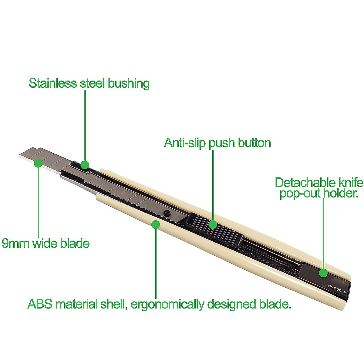 AHCHAY 2pcs Utility Knife 9mm 60 Degree Foil Blade Cutter Snap Off Retractable Wrap Gift Box Paper Wallpaper Craft Abs Anti-slip Handle Auto Lock Cutter