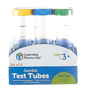 Learning Resources Primary Science Jumbo Test Tubes with Stand, Set of 6 Tubes, Ages 3+,Multi-color