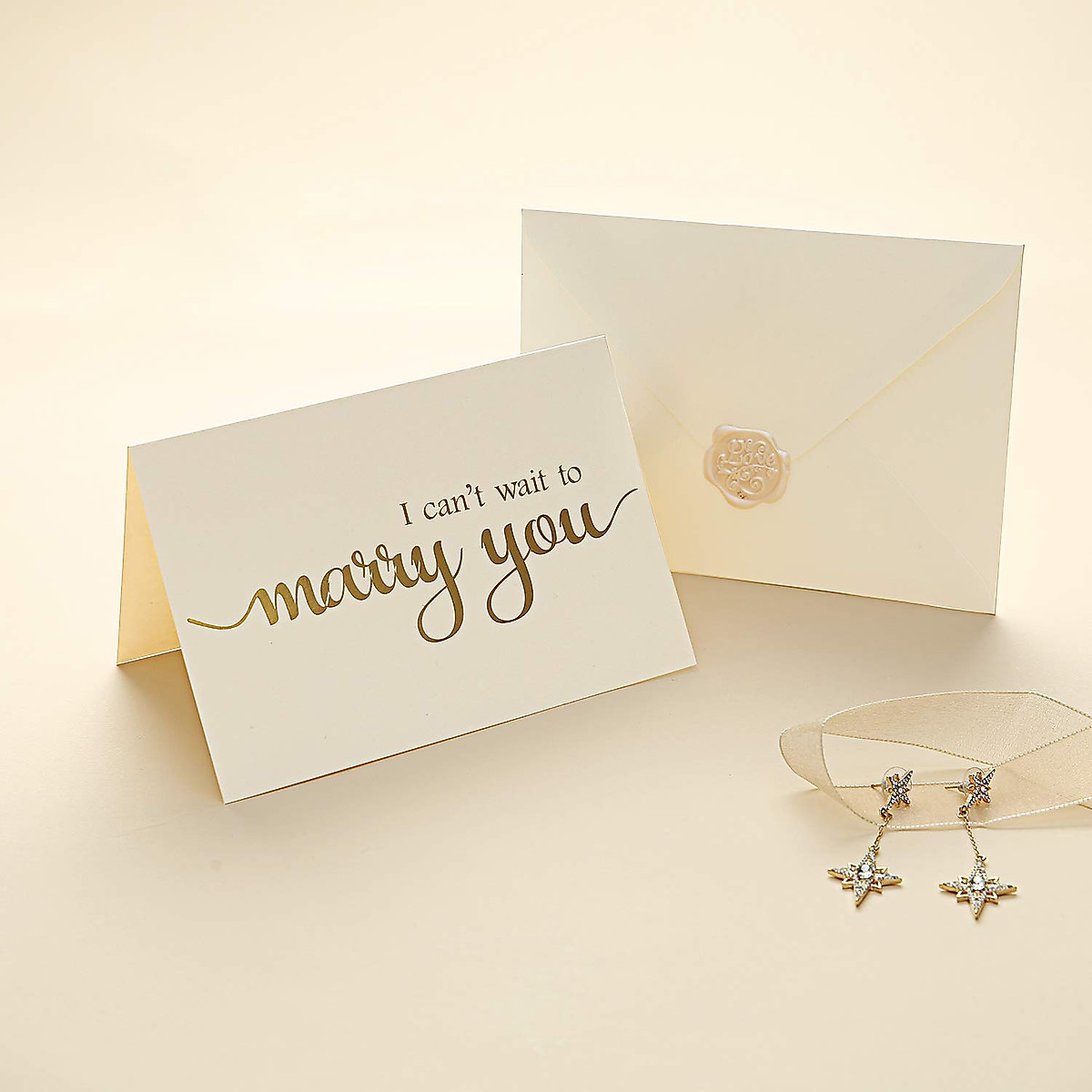 MarHermoso I Can't Wait to Marry You Wedding Day Card, to Your Bride or Groom, Gold Foil Notecard Love Note Before I Do(No.3)