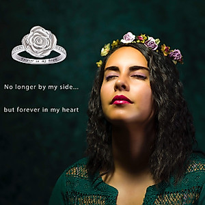 BEILIN Sterling Silver Rose Flower Urn Ring for Ashes Hold Loved Ones Forever in My Heart Cremation Jewelry Urns Ring for Women (10)