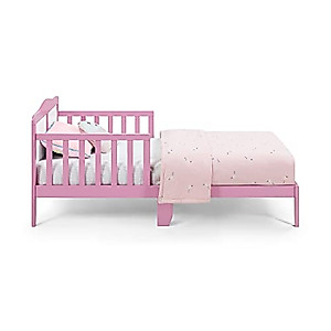 CITYLIGHT Toddler Bed Frame with Safety Guardrails, Solid Wood Toddler Bed for Kids, Boys & Girls, Easy to Assemble- Greenguard Gold Certified, Pink & White