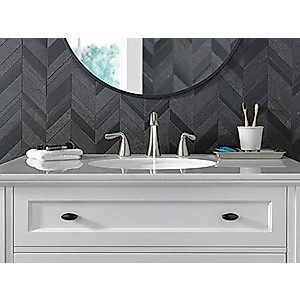 Delta Faucet Arvo Widespread Bathroom Faucet Brushed Nickel, Bathroom Faucet 3 Hole, Bathroom Sink Faucet, Drain Assembly, SpotShield Stainless 35840LF-SP