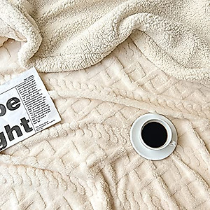 Sherpa Fleece Throw Blanket-3D Stylish Design, Super Soft,Fluffy,Warm,Cozy,Plush,Fuzzy for Couch Sofa Living Room Bed-All Season Accessories(Beige, 60x80)