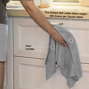 kimteny Kitchen Cloth Dish Towels, 13x28 Inches Premium Dishcloths, Super Absorbent Coral Velvet Microfiber Cleaning Cloths, Fast Drying Rags for Washing Dishes (13x28-6 Pack, Grey)