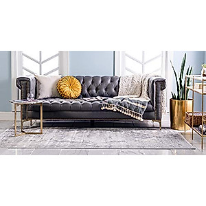 Unique Loom Chateau Collection Victorian, Textured, Vintage, Traditional, Distressed Area Rug, 10 ft x 14 ft (5 in), Navy Blue/Ivory