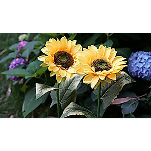 GONIMY Sunflower Solar Garden Lights Outdoor Decor, Waterproof Landscape LED Lamp, Realistic Metal Flowers for Courtyard Pathway Garden Patio Yard Pool (2 Pack) (Sunflower)